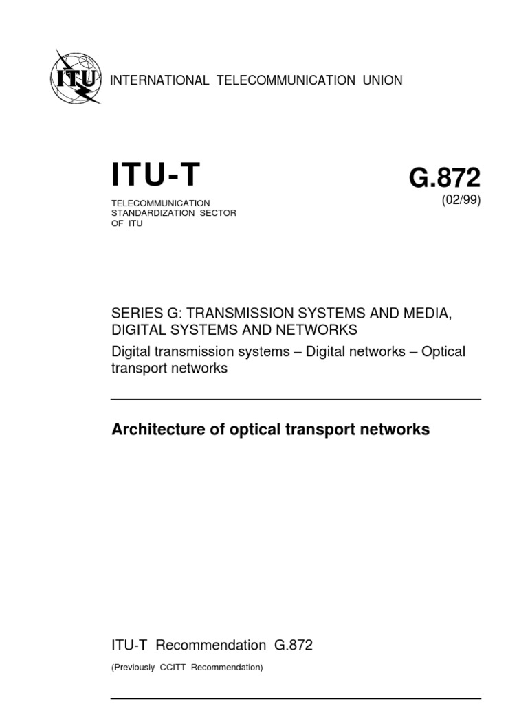 Itu-T: Architecture of Optical Transport Networks | PDF | Multiplexing ...