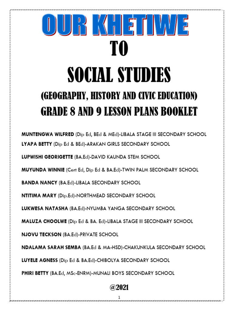 Grade 8-9 Social Studies Lesson Plans | PDF | Zambia