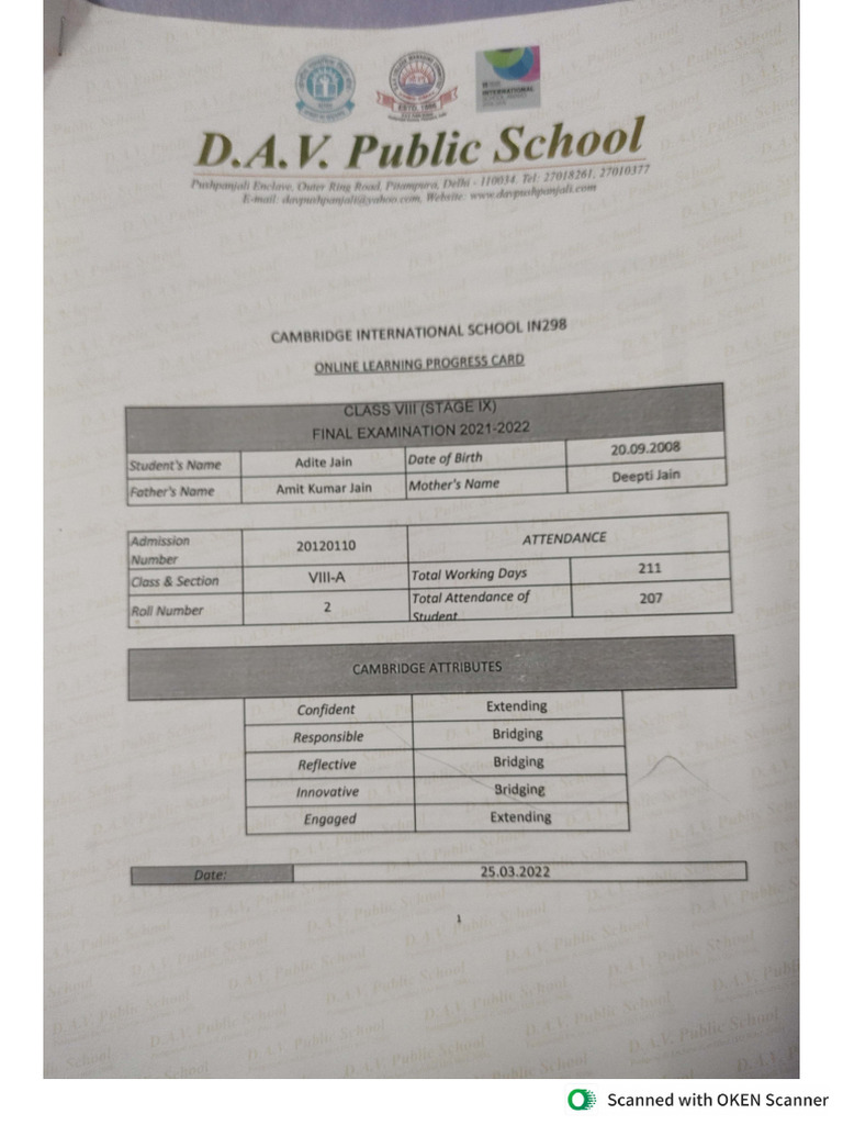 Class 8 report card | PDF