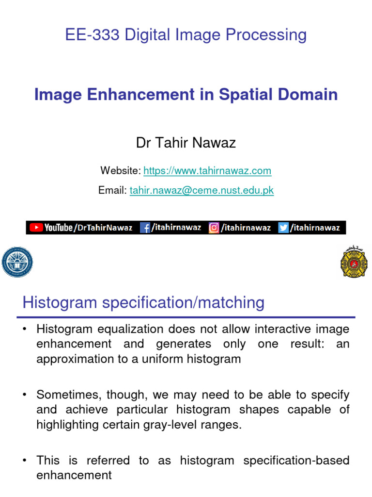 5 Lecture DIP Image Enhancement Spatial P2 DrTahirNawaz | PDF ...