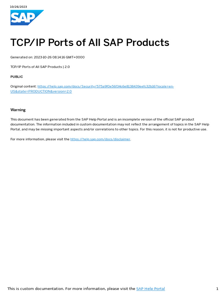 All SAP Ports | PDF | Networking | Internet & Web