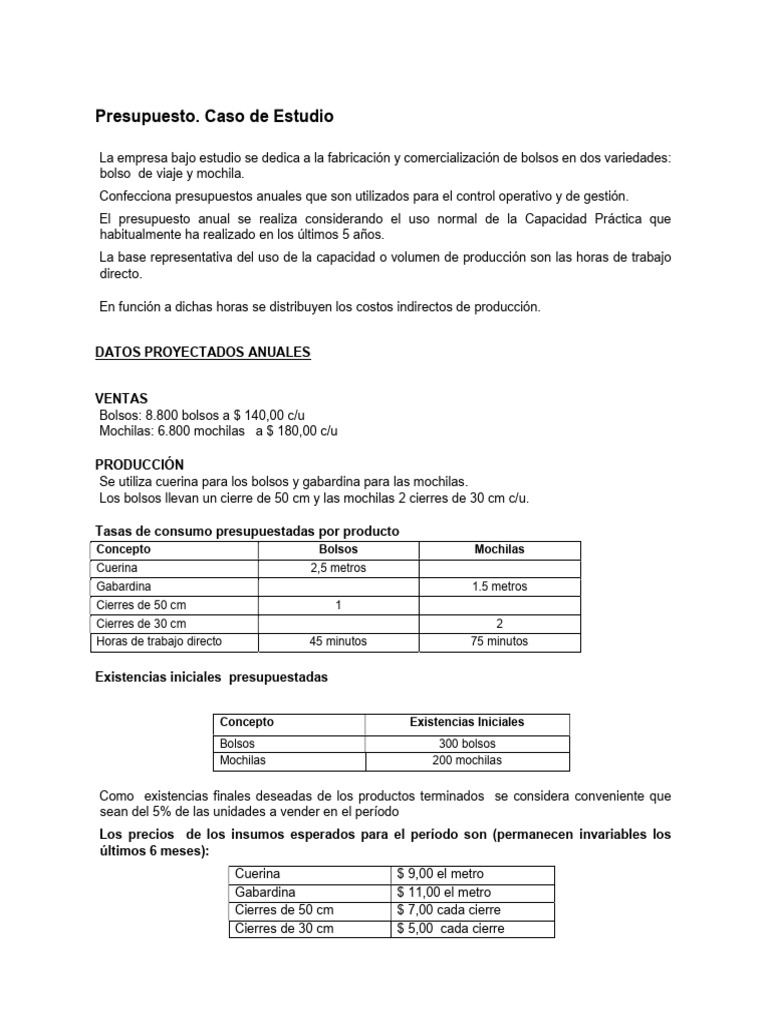 Unidad 2 Caso Estudio Presupuesto | PDF | Presupuesto | Economias