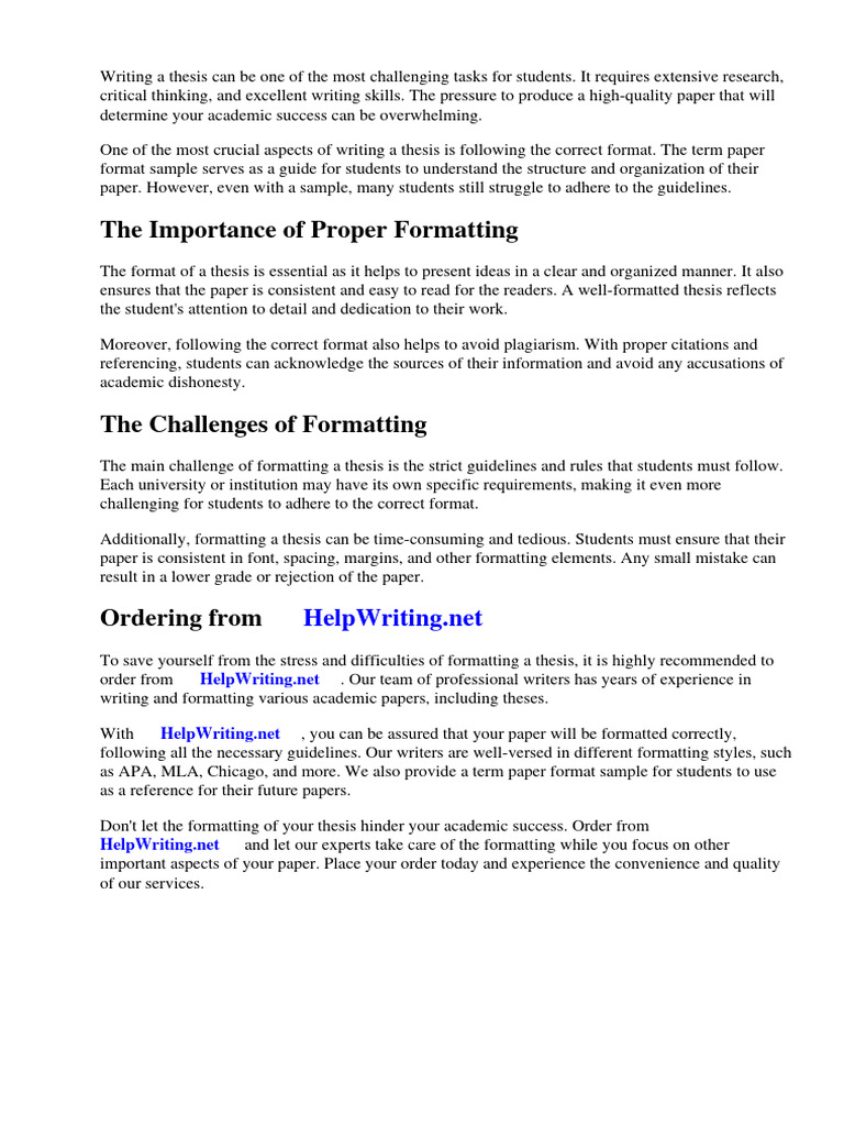 Term Paper Format Sample | PDF | Motivation | Motivational