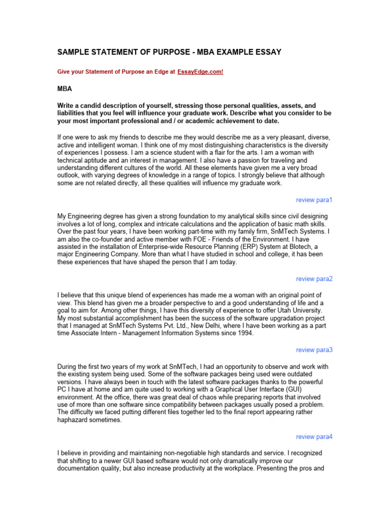 Sample Statement of Purpose | Download Free PDF | Software | Experience