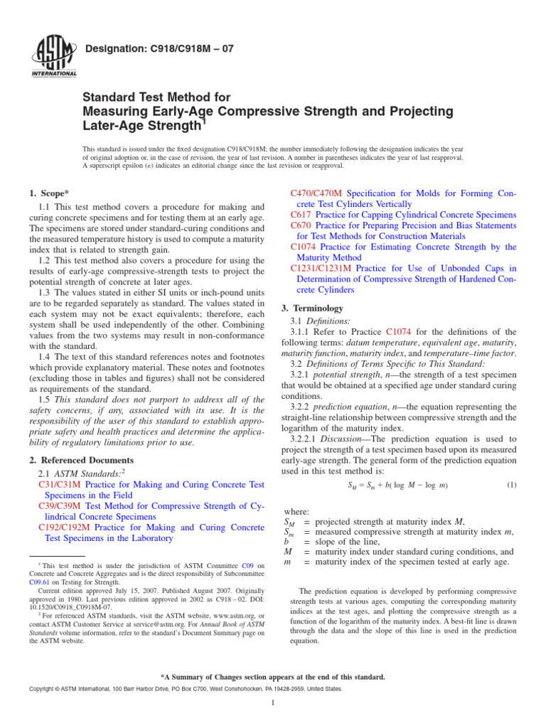 Astm C918C918M | Download Free PDF | Concrete | Regression Analysis