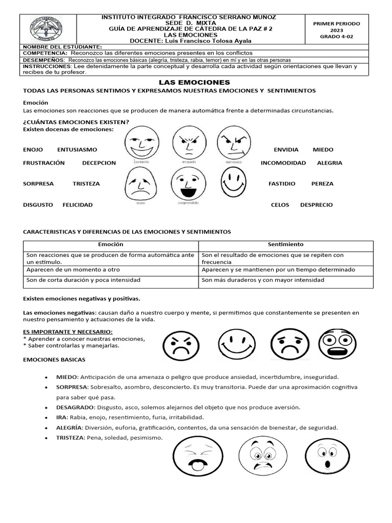 Guía de Emociones para Niños de Grado 4 | PDF | Las emociones | Ira