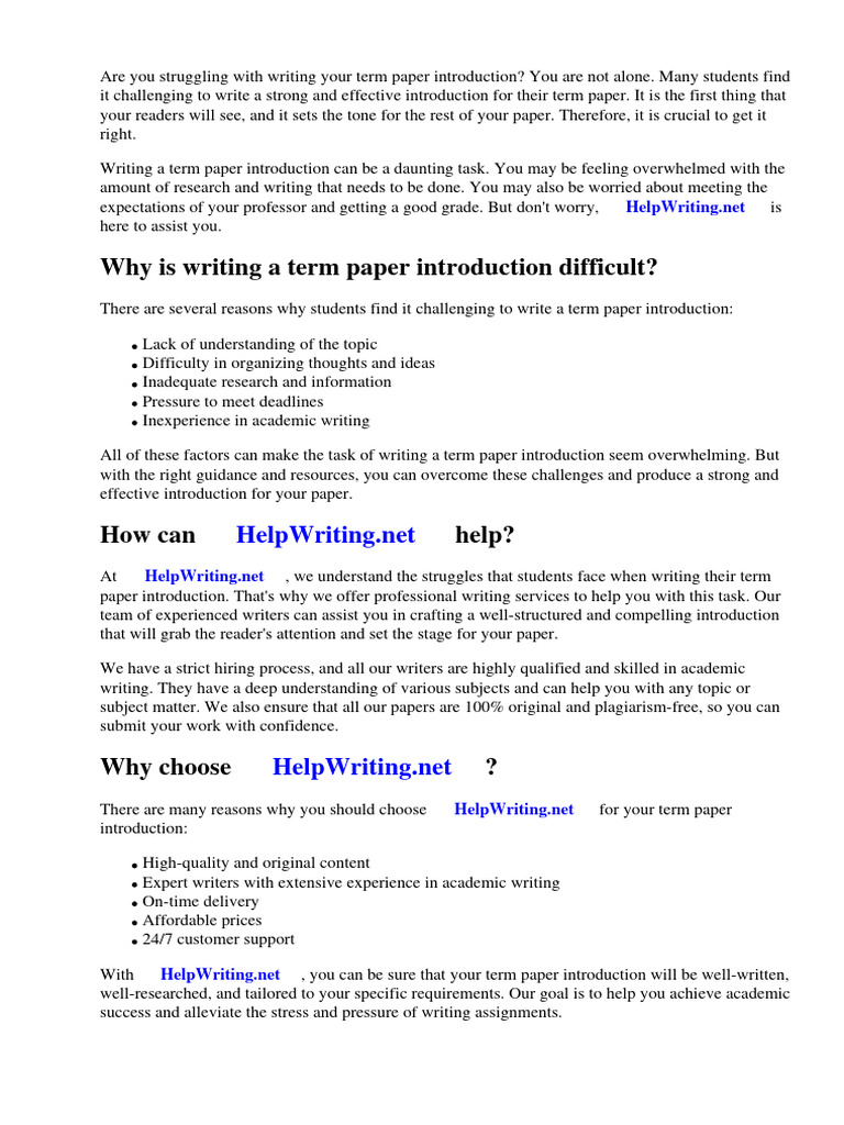 How To Write Term Paper Introduction | PDF | Methodology | Essays