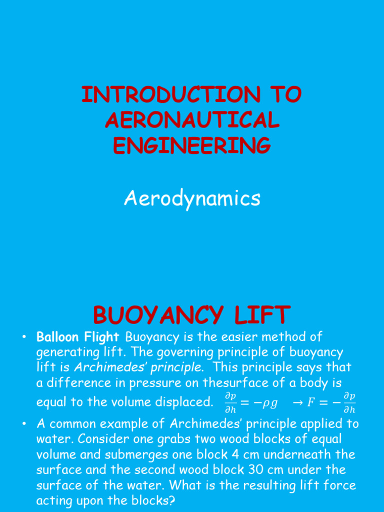 Intro Aero Eng 22-7 Aero | PDF | Lift (Force) | Buoyancy