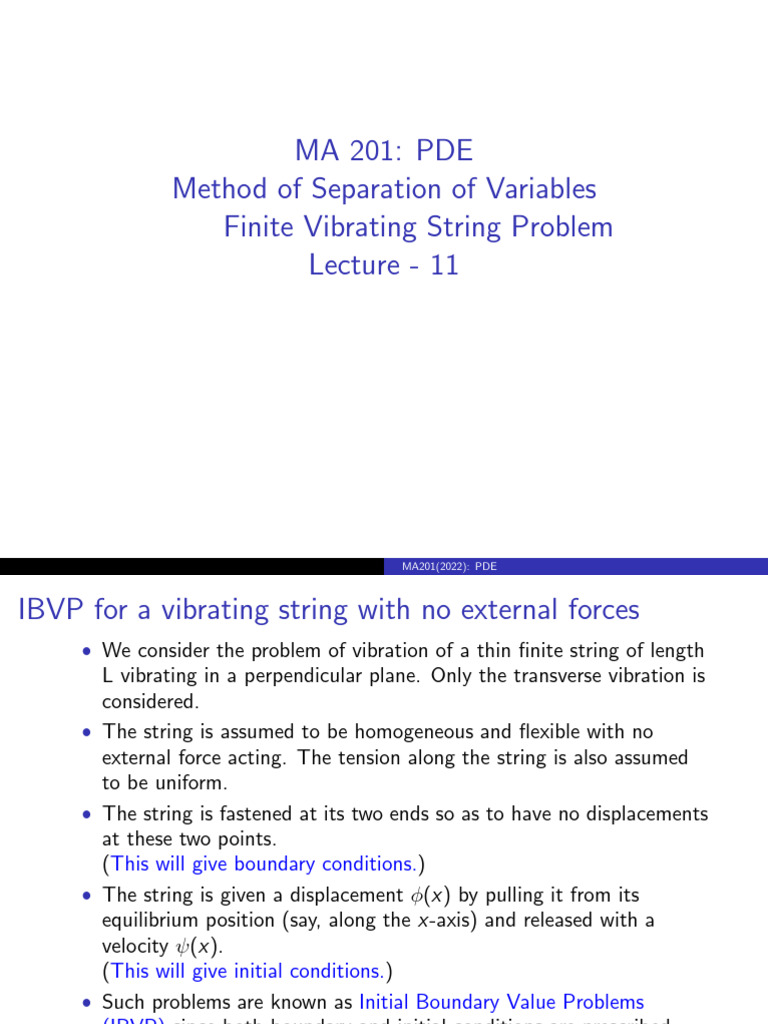 Vibrating String IBVP: Separation of Variables | PDF | Partial ...