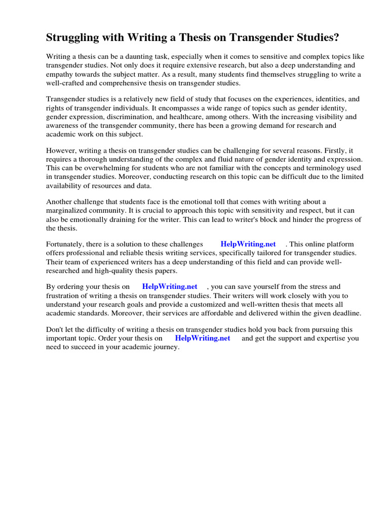 Term Paper About Transgender | Download Free PDF | Transgender ...