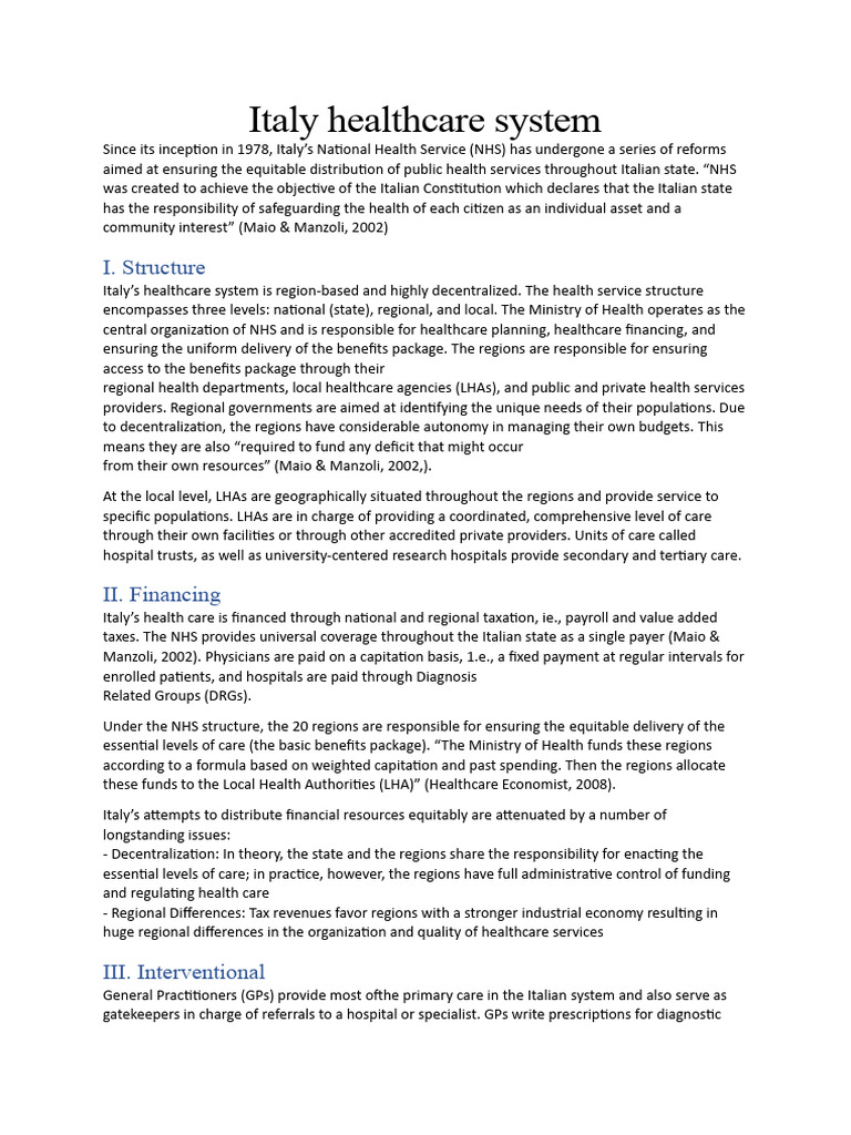 Italy Healthcare | PDF | Health Care | General Practitioner