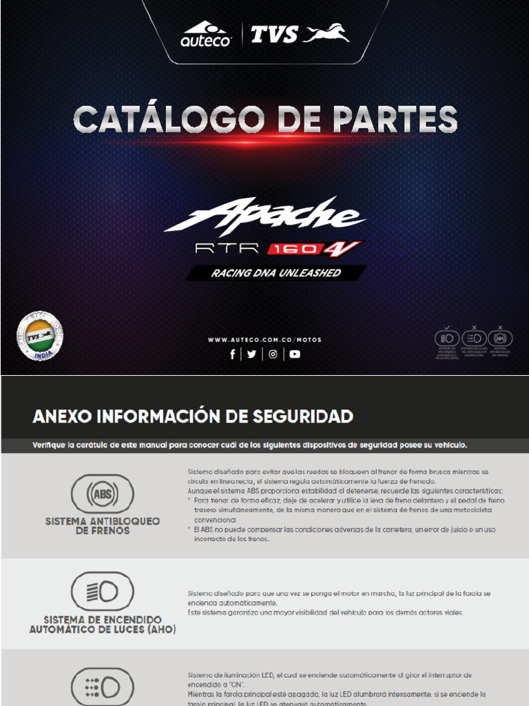 CATALOGO DE PARTES APACHE RTR 160 4V Comprimido | PDF | Embrague ...
