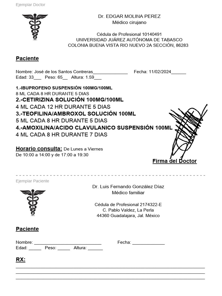 Formato de Receta Medica Word | PDF