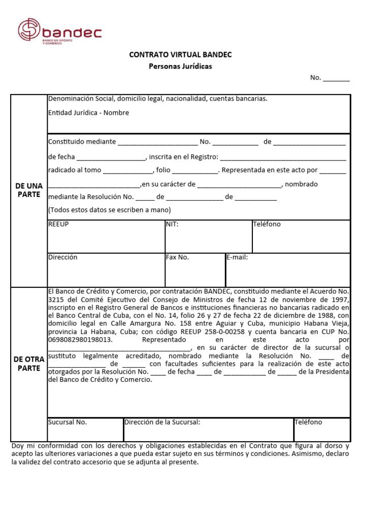 Contrato Virtual Bandec | PDF | Documento de identidad | Bancos