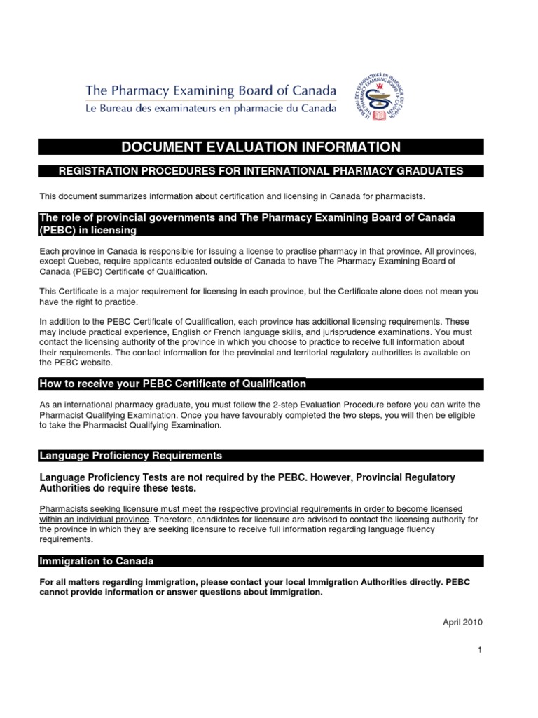 PEBC Doc Eval | PDF | Notary Public | Pharmacist