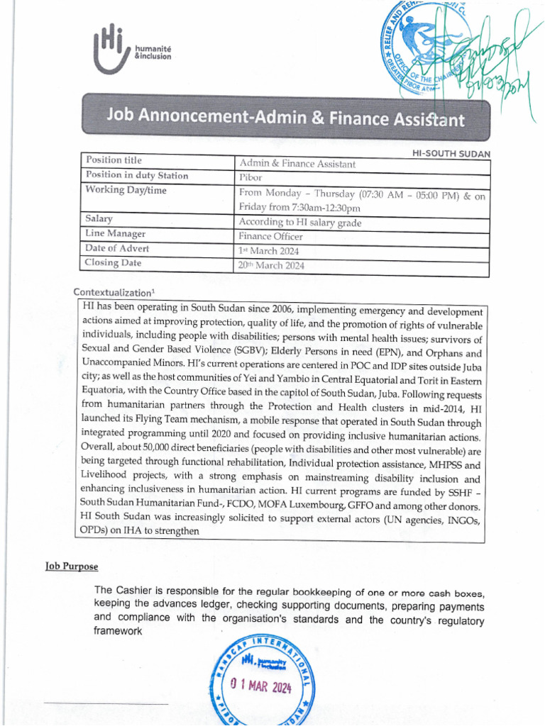 Admin & Finance Assistant Advert | PDF