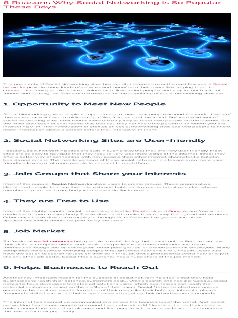 Reasons for Social Networking Popularity | PDF | Social Networking ...