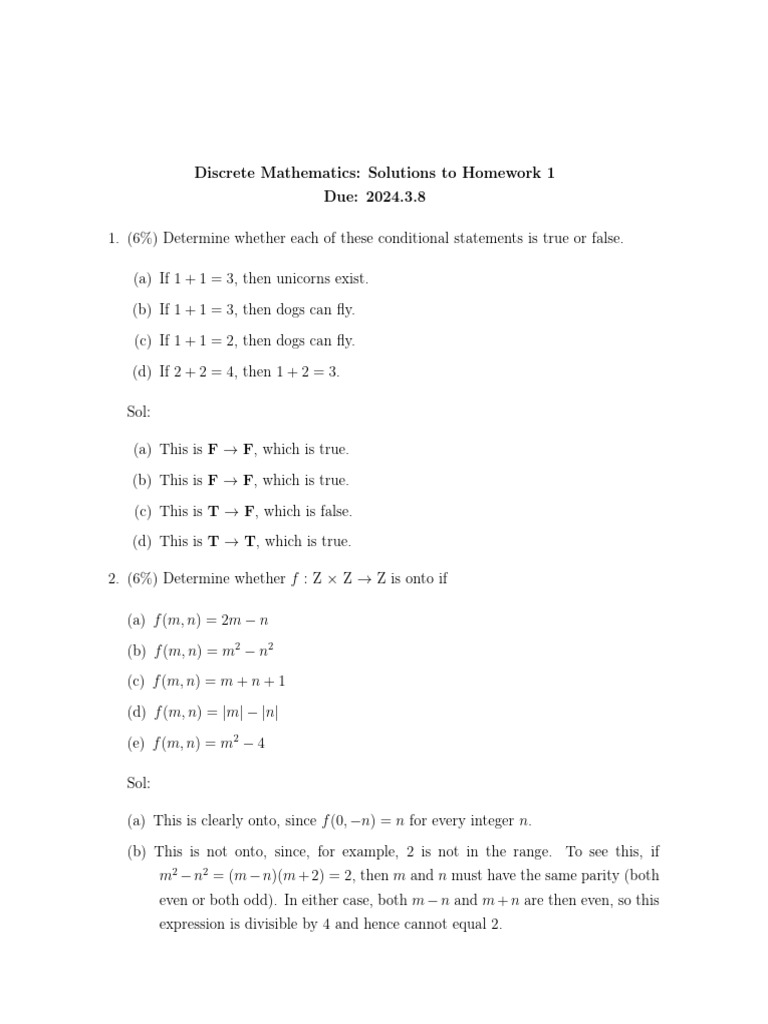 2024 HW1 Sol | Download Free PDF | Function (Mathematics) | Mathematics
