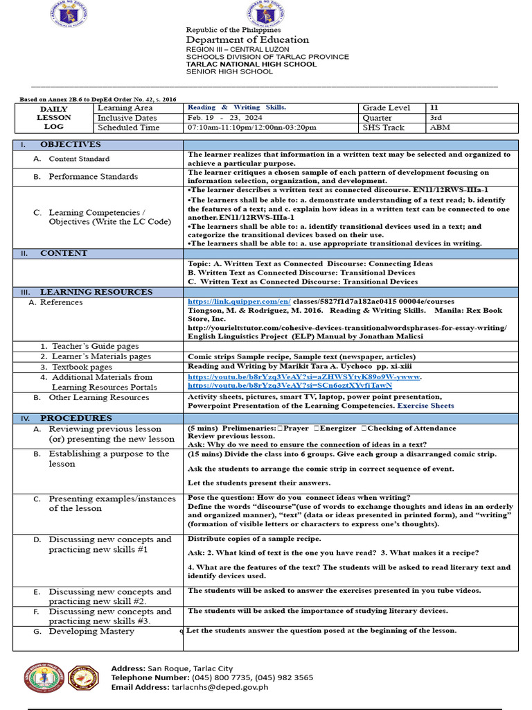 RCD DAILY-LESSON-LOG-READINGSem 2023 2024 SECOND SEM WEEK SECOND333 ...