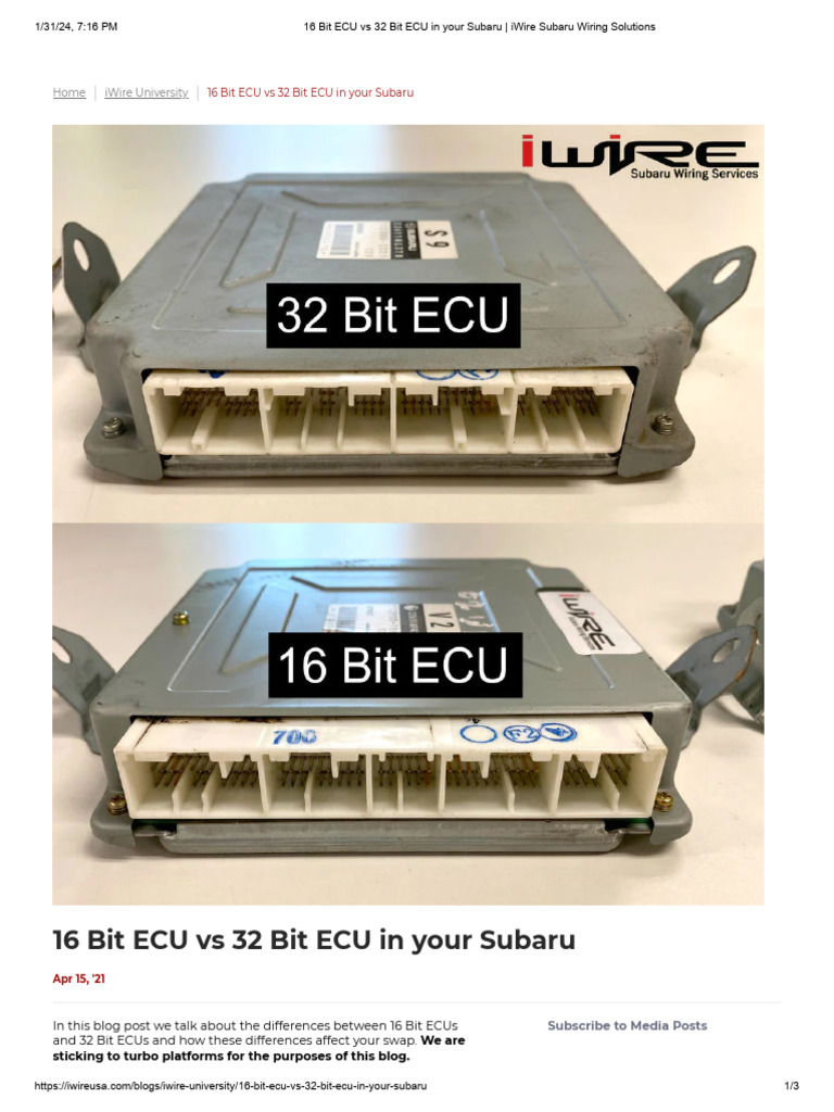 16 Bit ECU Vs 32 Bit ECU in Your Subaru - Iwire Subaru Wiring Solutions | PDF | Engines | Car