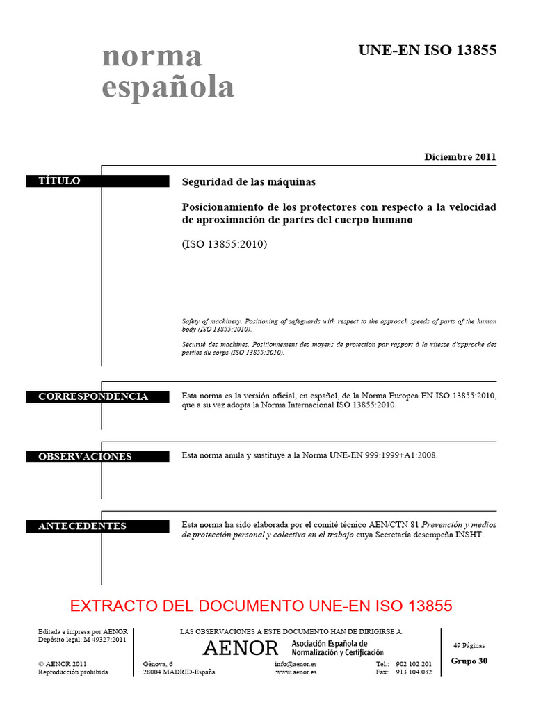 (Ex) Une-En Iso 13855 2011 | PDF | Física