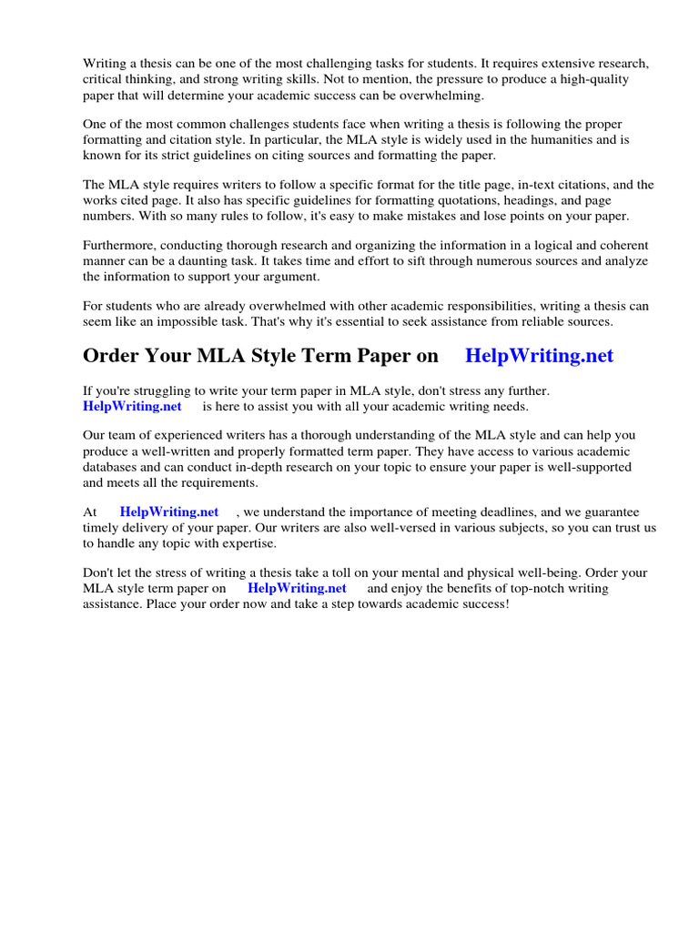 Term Paper Mla Style | PDF | Citation | Academic Publishing