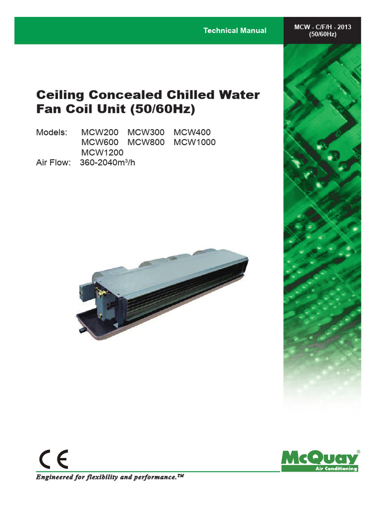 McQuay Ceiling Concealed FCU Manual | PDF | Thermostat | Heat Exchanger