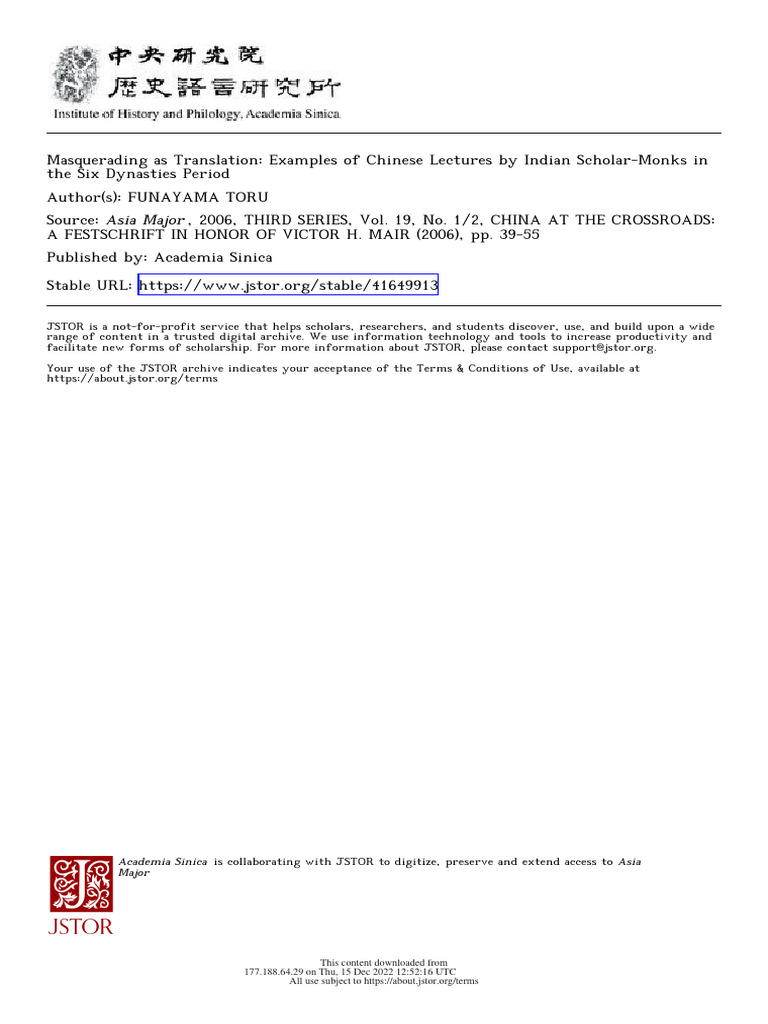 Examples of Chinese Lectures by Indian Scholar-Monks in The Six Dynasties Period | PDF ...