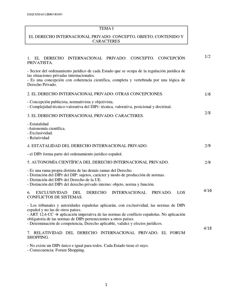 Esquema Libro 1 Internacional Privado | PDF | Jurisdicción | Ley procesal