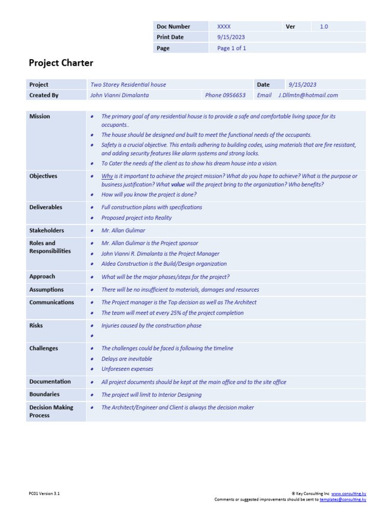 Project_Charter_Template | PDF | Architect