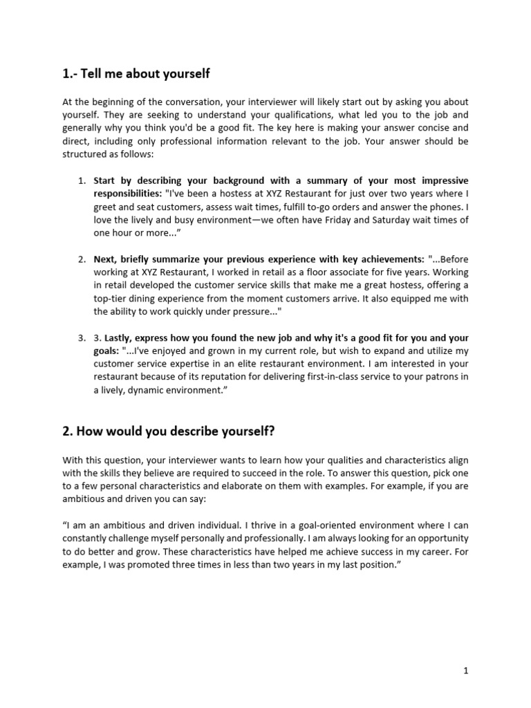 30 Top Interview Questions | PDF | Salary | Experience