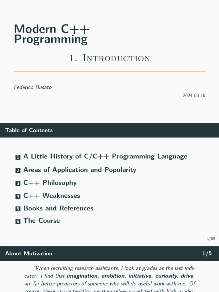 Modern-Cpp Federico Busato 20240318 | PDF | C++ | Integer (Computer Science)