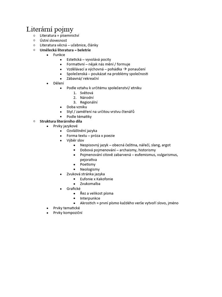 Literární Pojmy | PDF