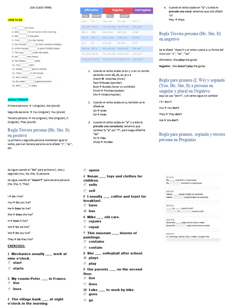 2da Clase Verbs | PDF