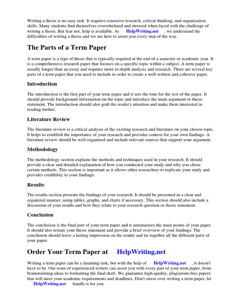 Parts Term Paper | PDF | Essays | Thesis
