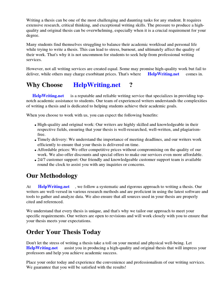 Thesis Writing Help for Students | PDF | Methodology | Apa Style