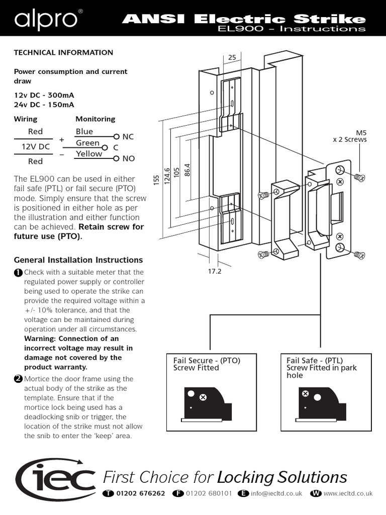 Electric ANSI Strikes EL900 Instructions | Download Free PDF ...