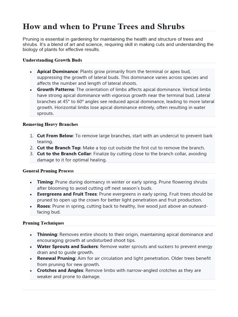 How and When To Prune Trees and Shrubs | PDF | Pruning | Trees
