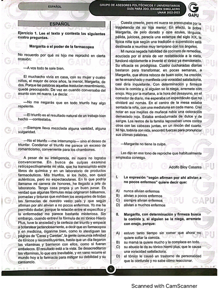 2do examen simulacro UNAM | PDF