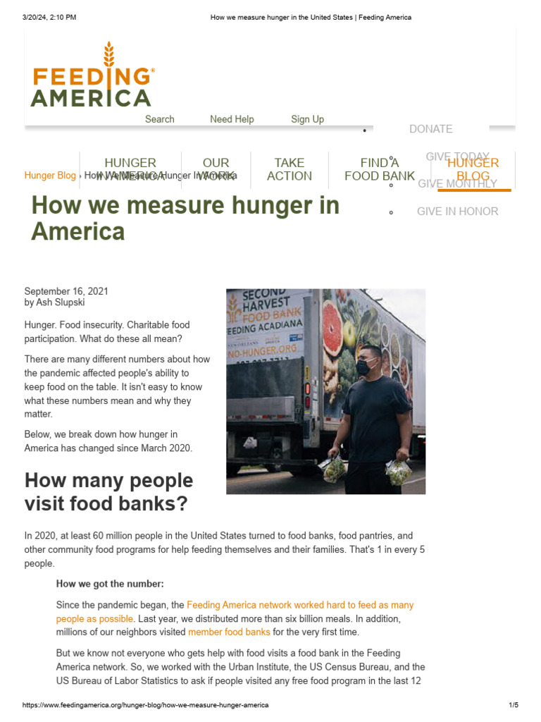 How We Measure Hunger in The United States Feeding America | PDF ...