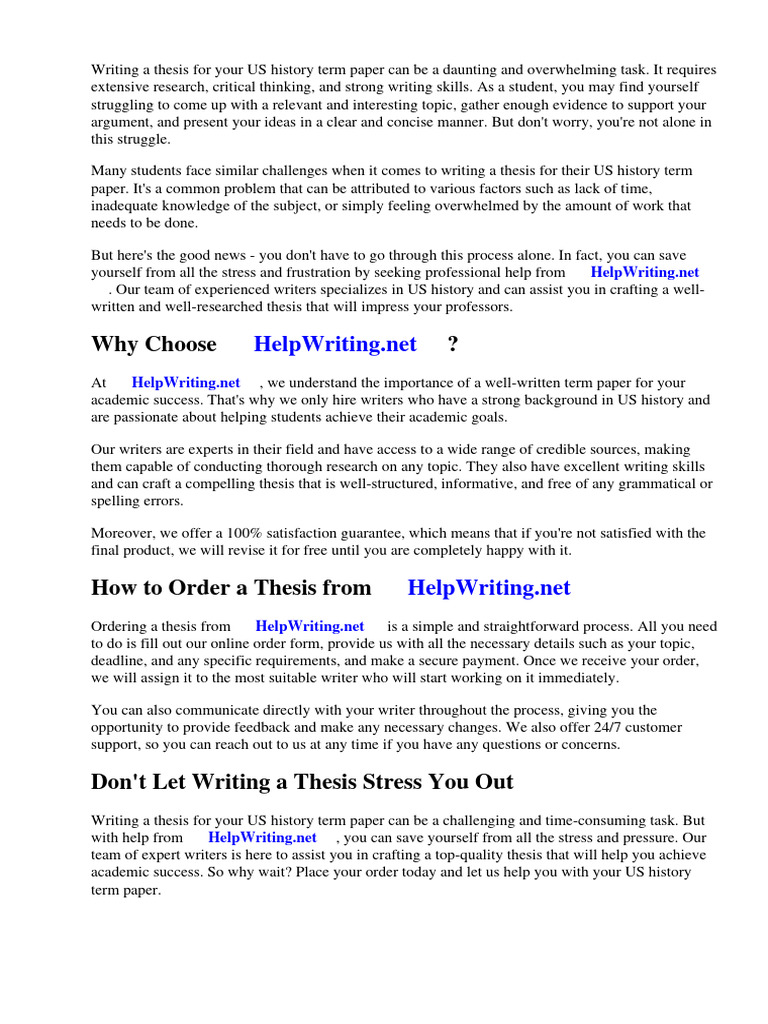 US History Thesis Writing Guide | PDF | Thesis | The United States