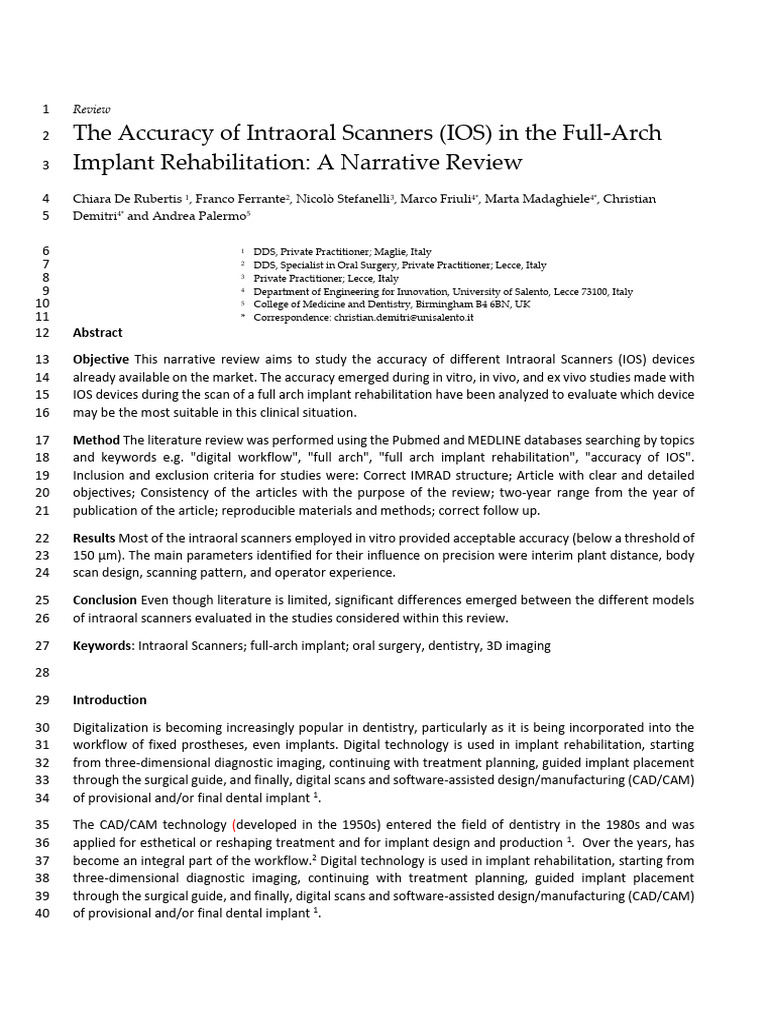 Pubb 1 BDJ The Accuracy of Intral Oral Scanners Final | PDF | Accuracy ...