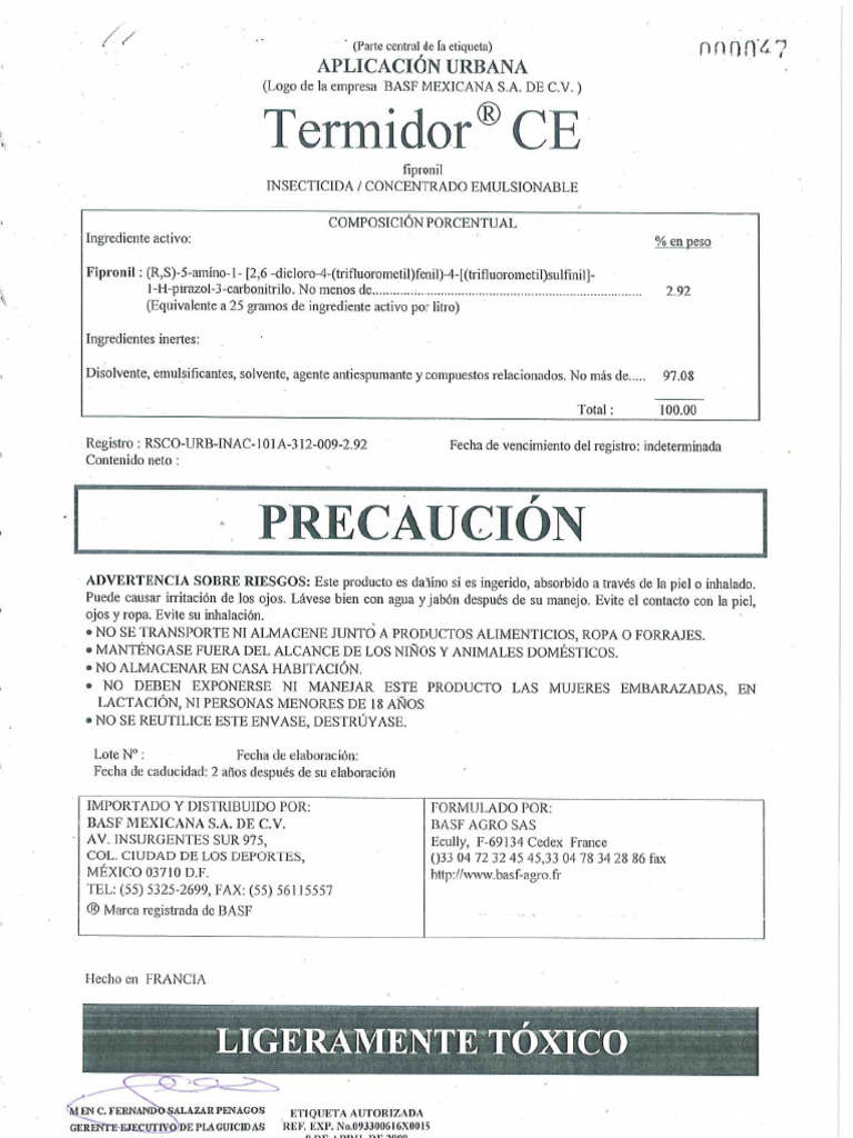 Termidor Ce - Etiqueta | PDF