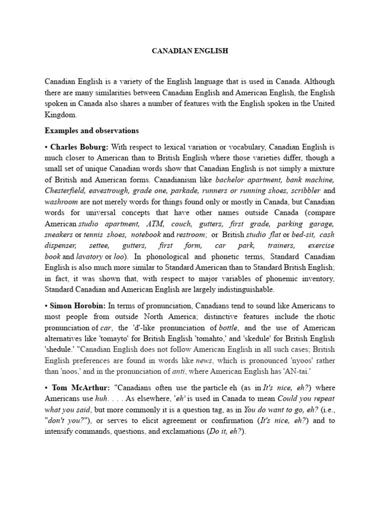 Canadian English | PDF | English Language | Phonetics
