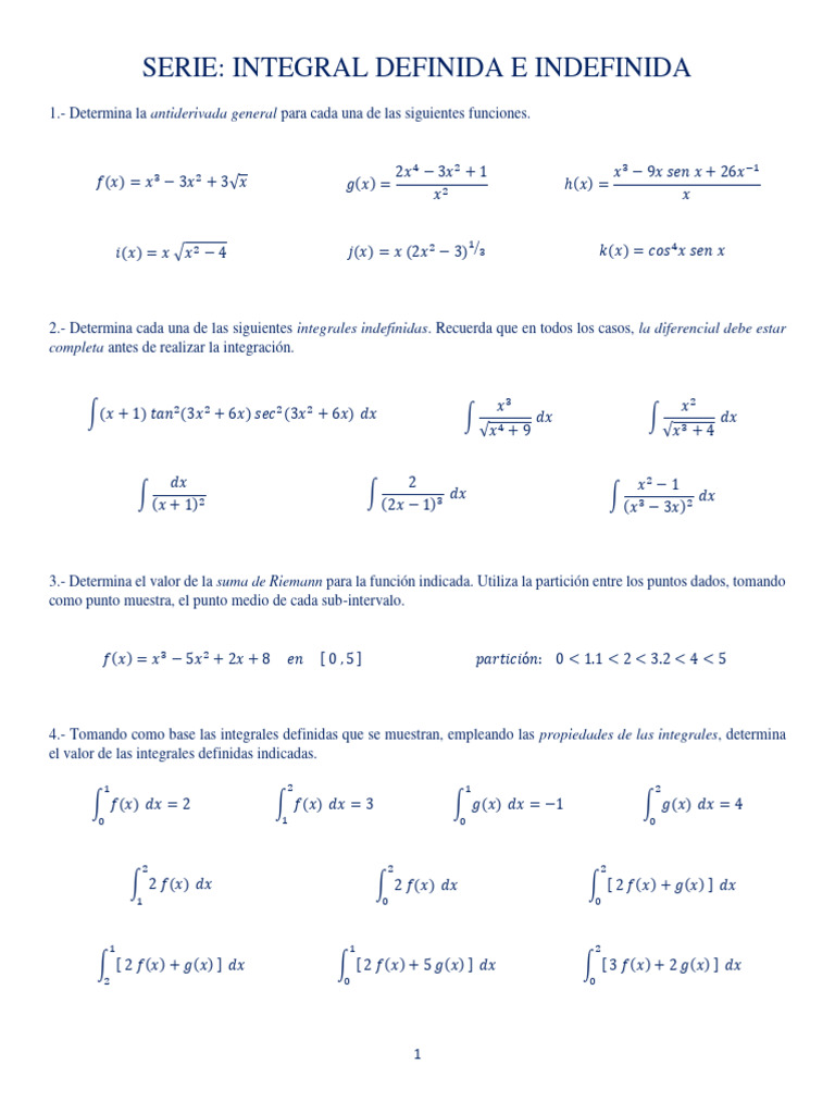 Serie 02 Integral Definida e Indefinida | PDF | Integral | Algoritmos