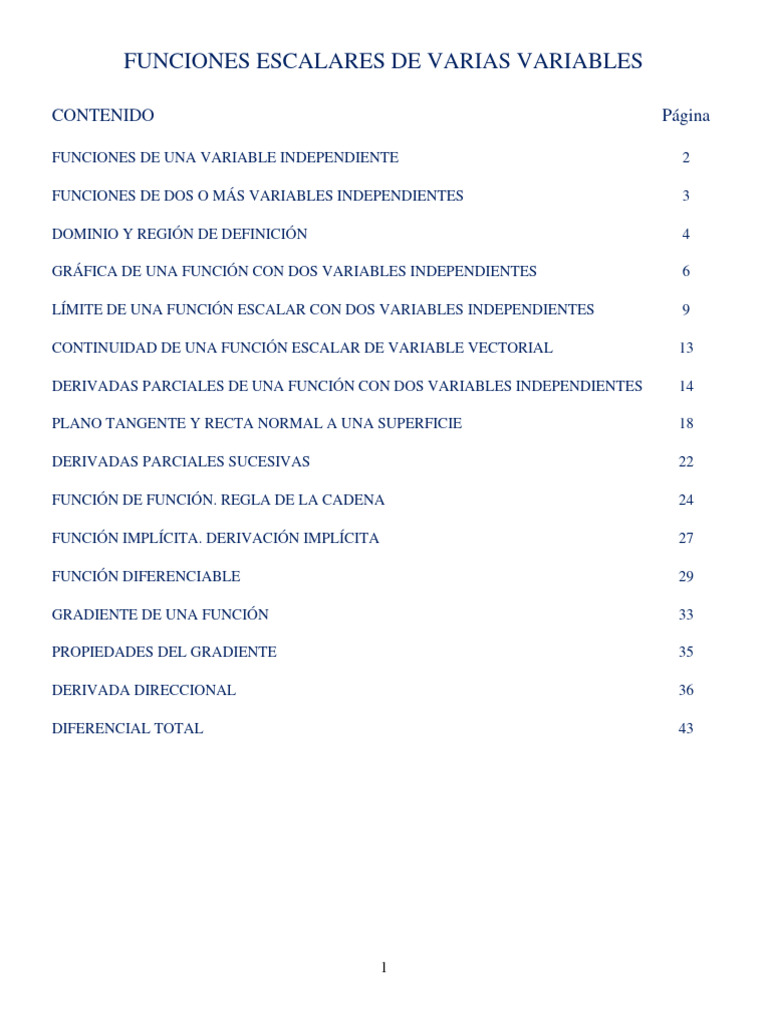 Notas 04 Funciones Escalares de Varias Variables | Descargar gratis PDF | Función (Matemáticas ...