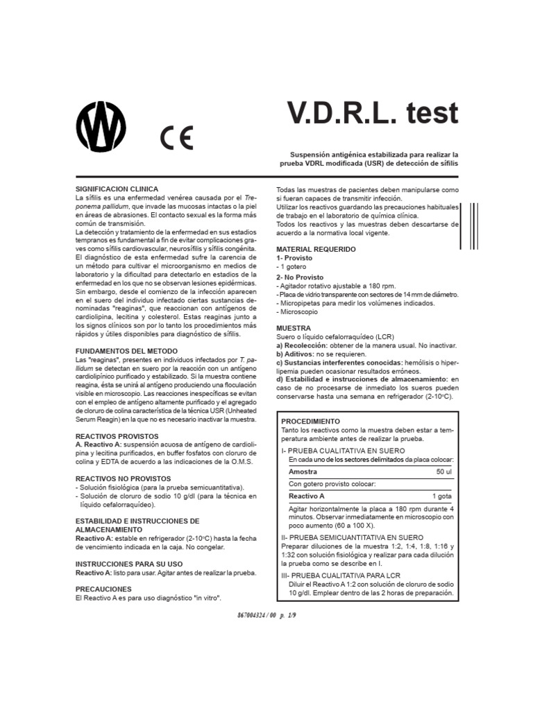 VDRL Inserto | PDF