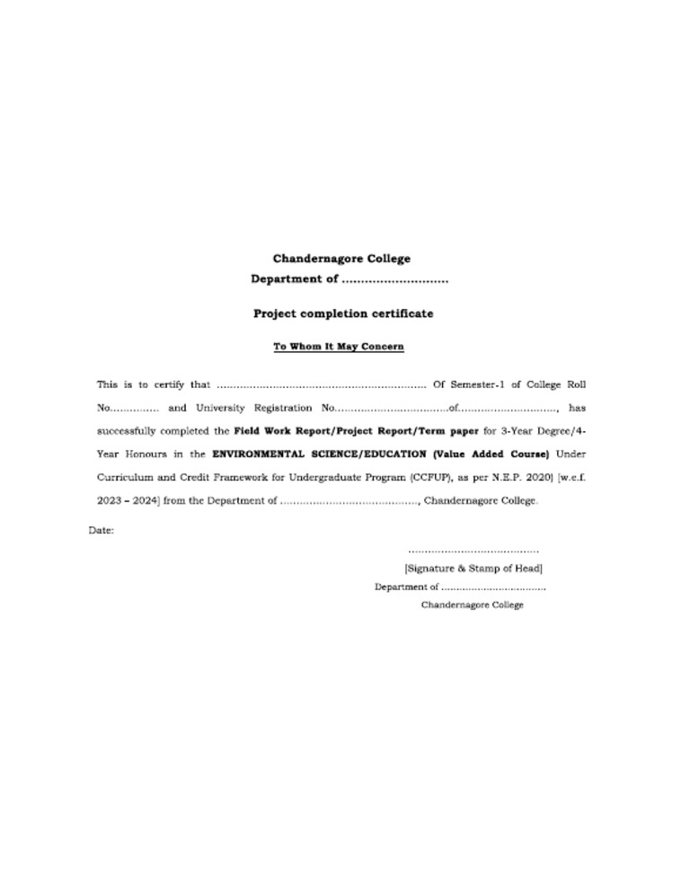 VAC Term Paper Certificate | PDF