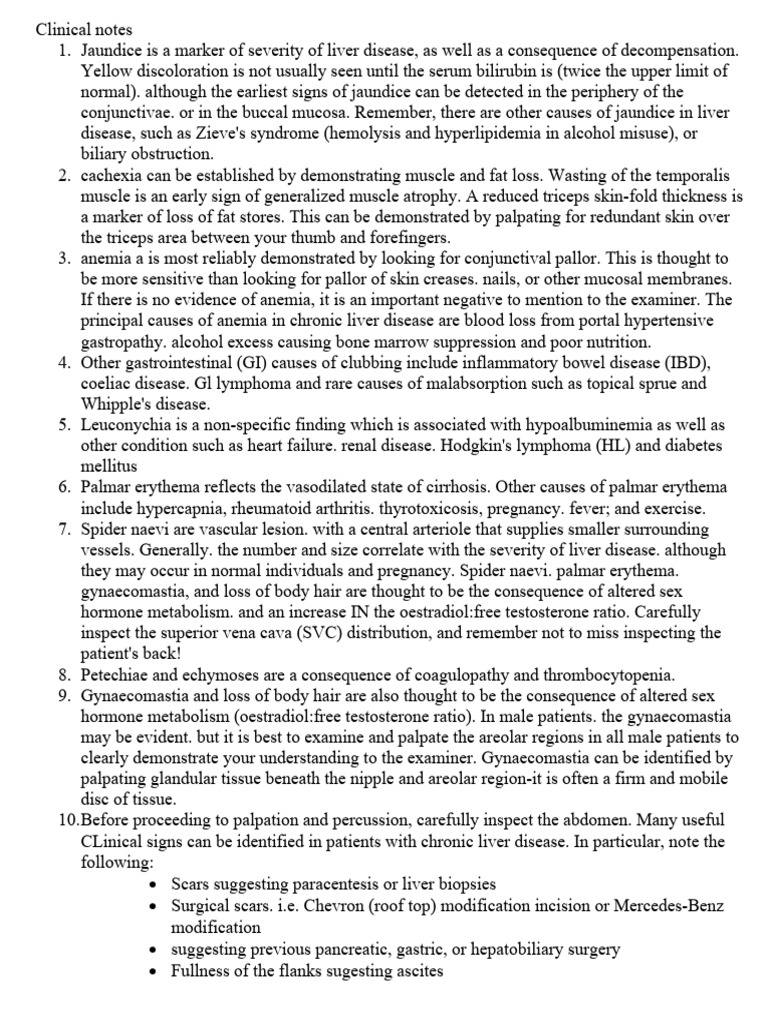 Clinical Notes | PDF | Cirrhosis | Liver