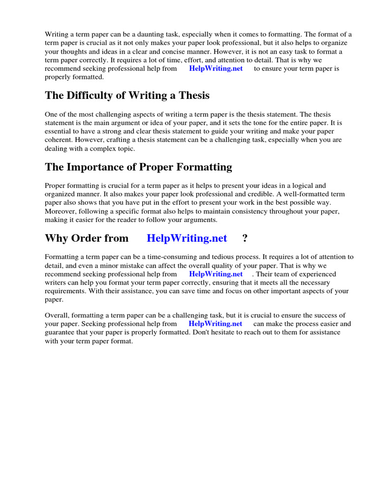 How To Make A Term Paper Format | PDF | Essays | Teachers